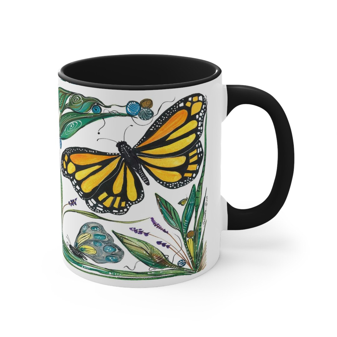 11oz Mug for Coffee, Tea or Hot Chocolate - Monarch Butterfly Motif ...