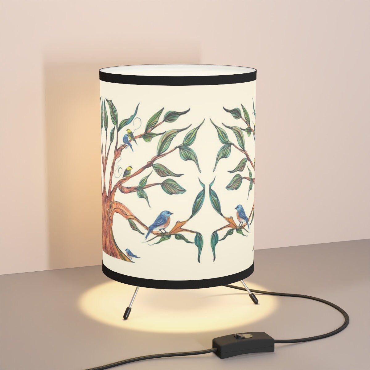 Decorative Table or Desk Lamp - Tree With Bird Motif - Tripod Lamp ...