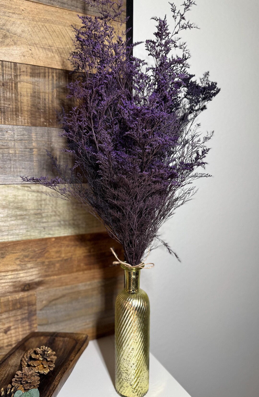 Purple Preserved Caspia Bouquet: Dried Flower Arrangement, Home Decor ...