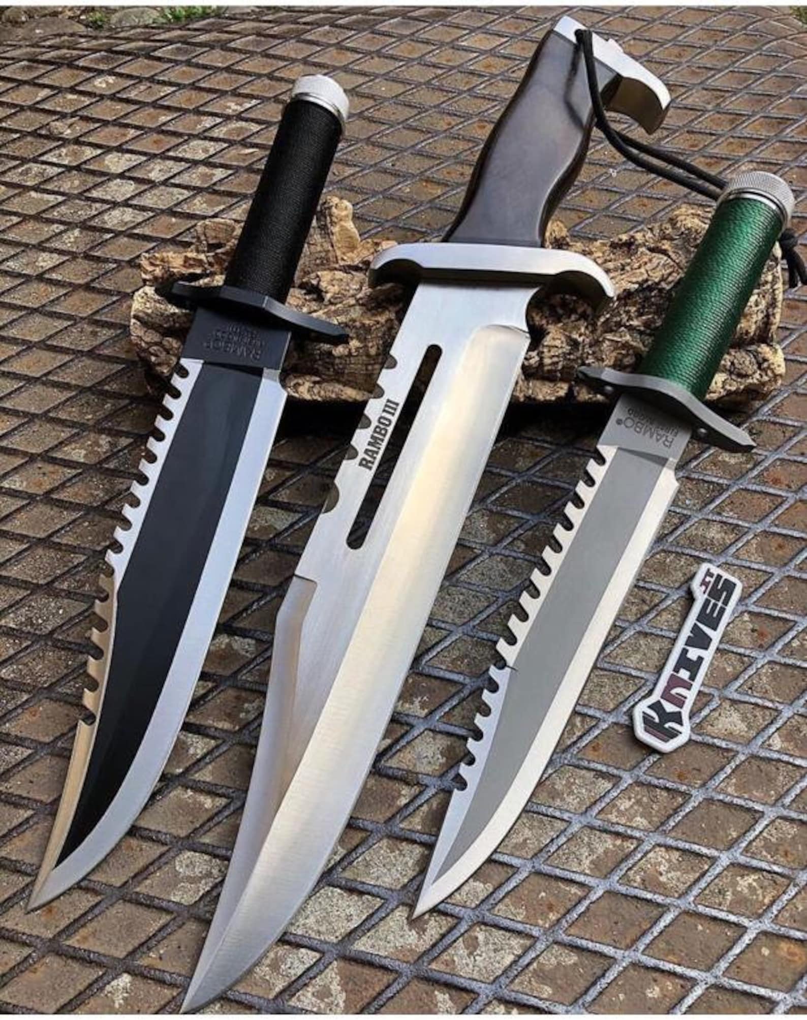 RAMBO STYLE First Blood D2 Steel Hunting Knife with Compass | Etsy