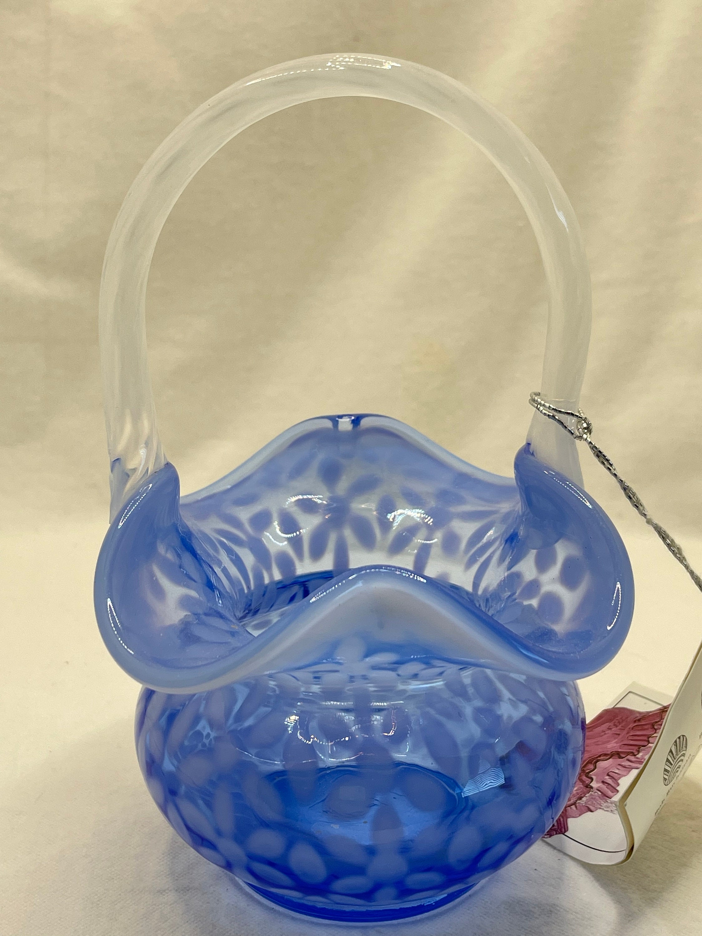 Fenton Snowflake Optic Cobalt Blue Opalescent Basket - Etsy