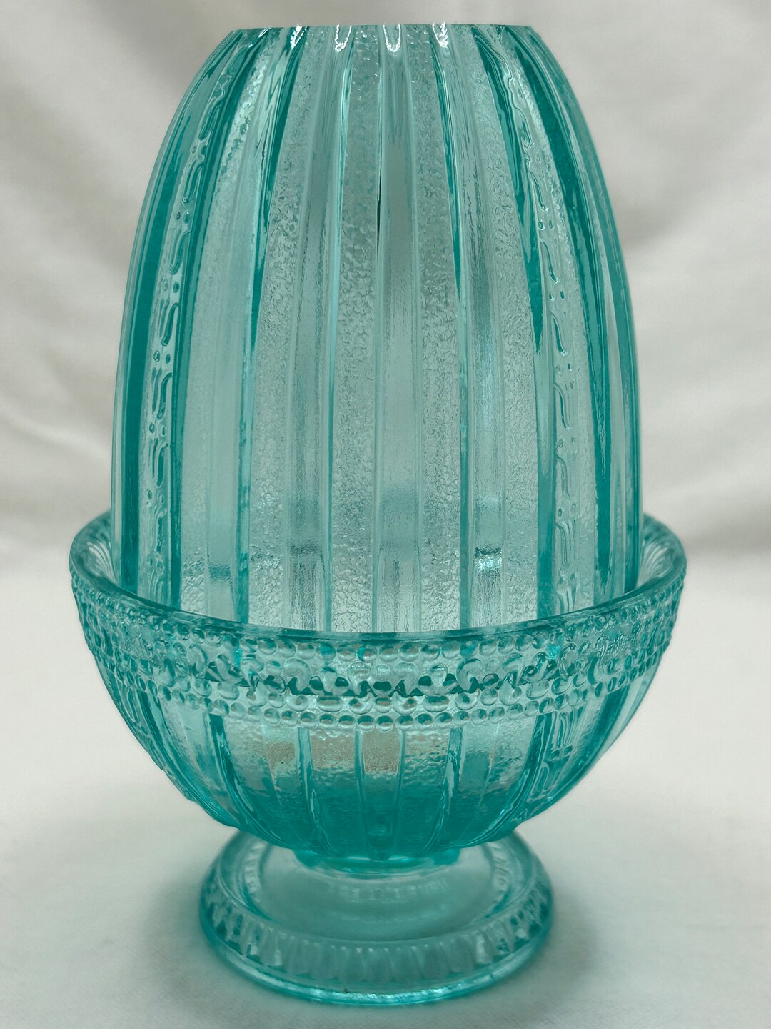 Fenton Art Glass Fairy Lamp/light Faberge in Aquamarine - Etsy