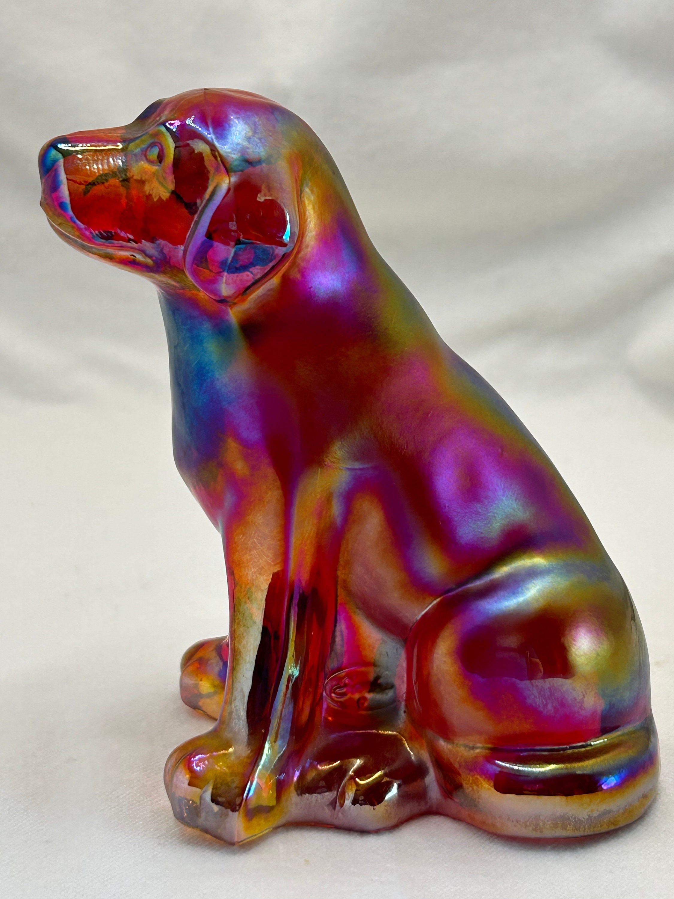 Fenton Labrador Dog Ruby Amberina Iridized - Etsy