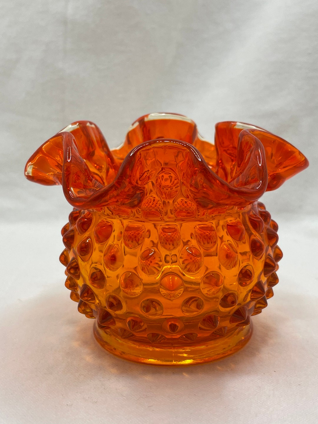 Fenton Orange 3” Hobnail Vase - Etsy