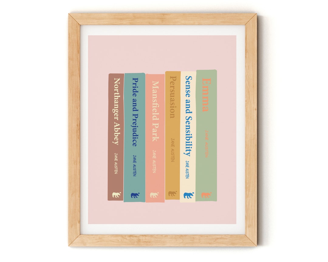 Jane Austen Art Print, Jane Austen Collection Illustration, Jane Austen ...