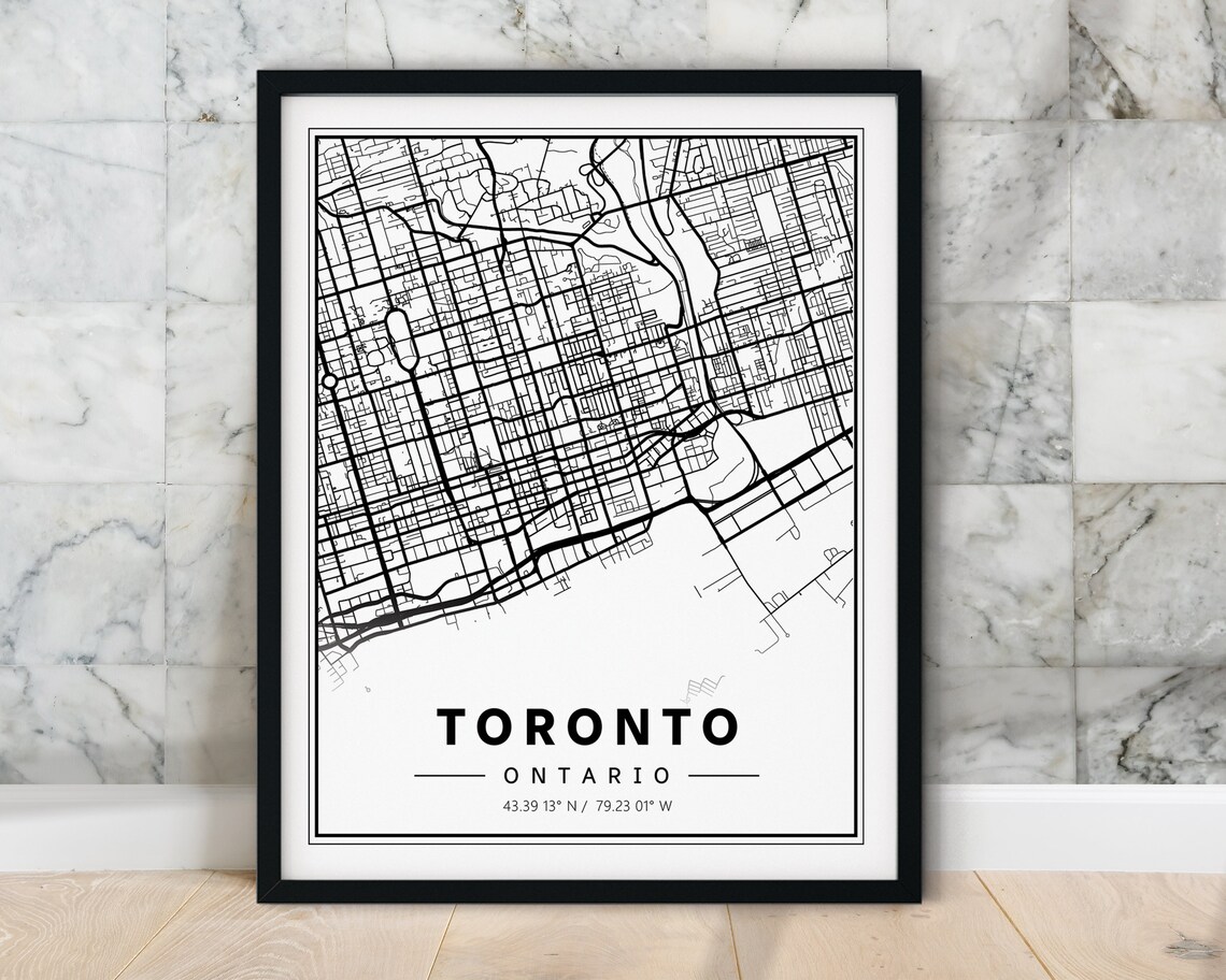 Map of Toronto Toronto Map Print Black and White Map - Etsy