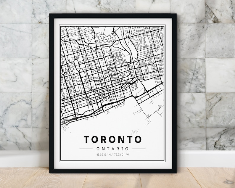 Map of Toronto Toronto Map Print Black and White Map - Etsy