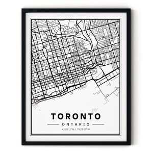 Map of Toronto, Toronto Map Print, Black and White Map, Canadian City ...