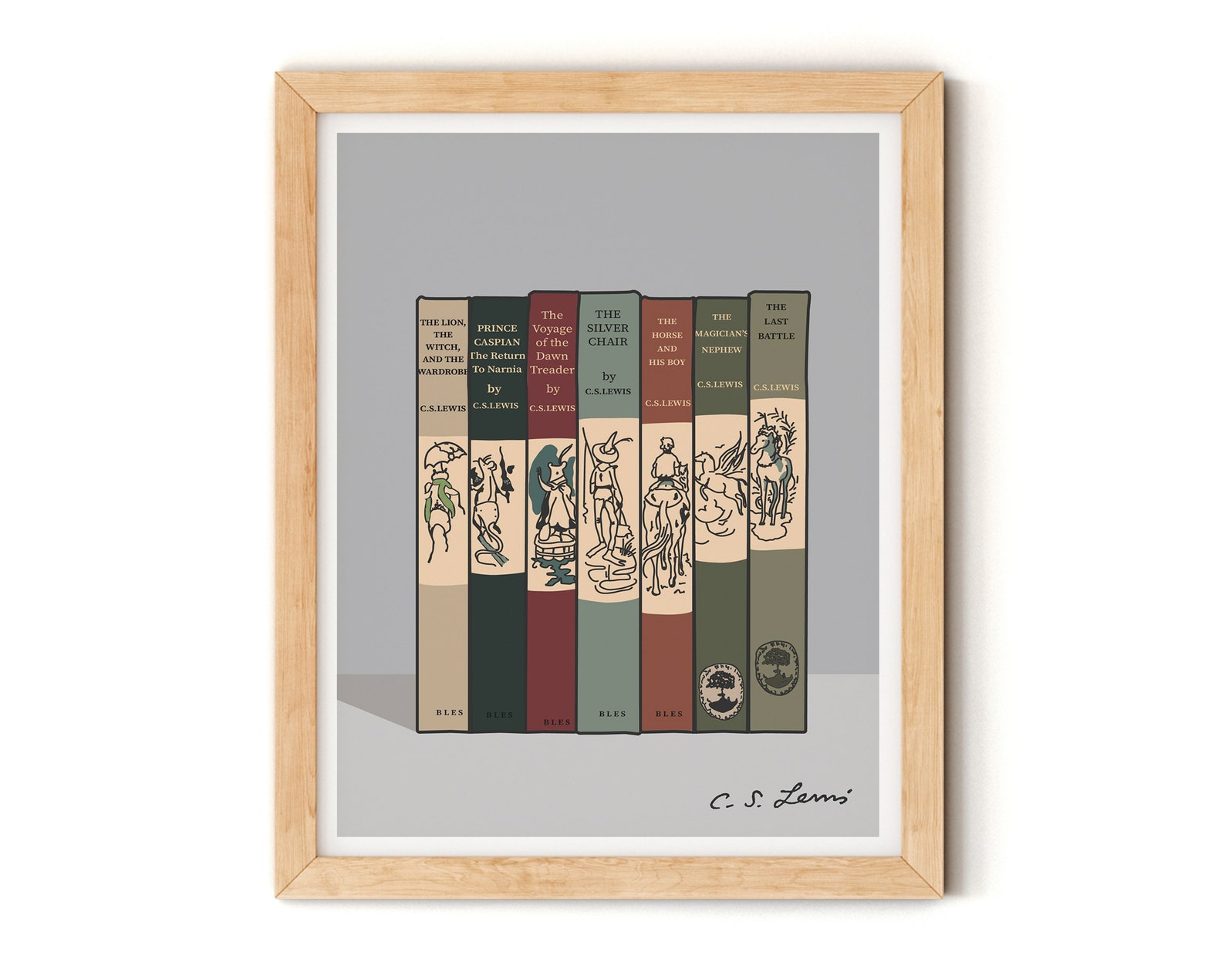 C.S. Lewis Chronicles of Narnia Book Set, Narnia Art Print, Bookish ...