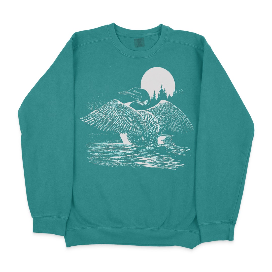 Vintage Style Loon Sweater, Nature Retro Style S Garment Dyed Sweater ...