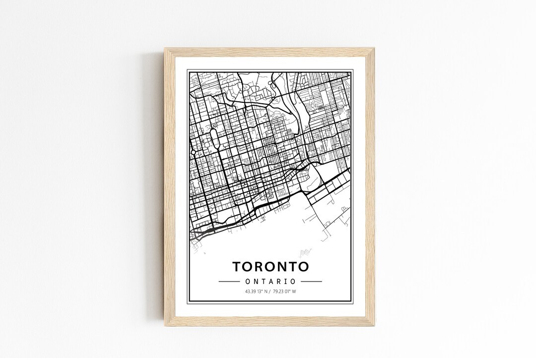 Map of Toronto, Toronto Map Print, Black and White Map, Canadian City ...