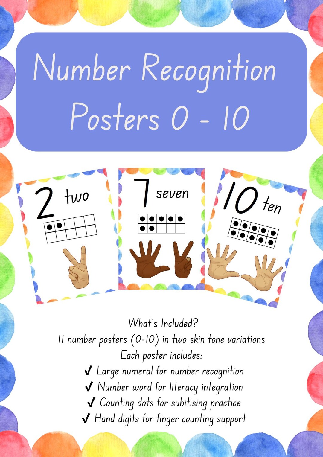 Number Recognition Posters 0-10, Early Math Classroom Decor, Preschool ...