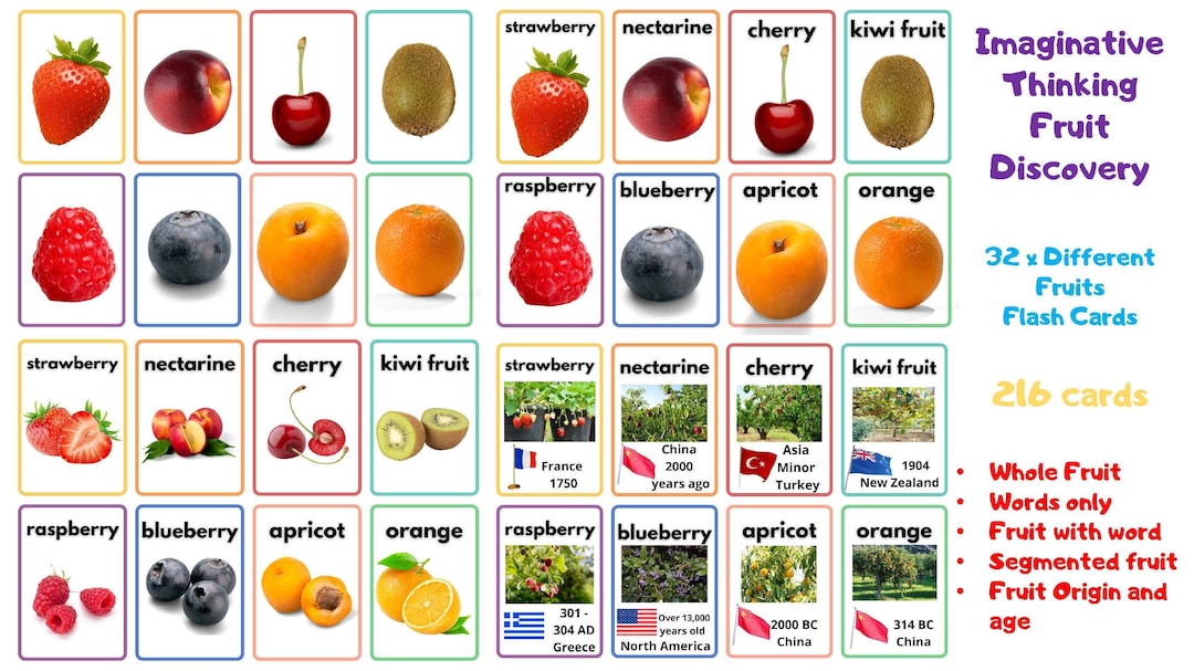 Educational Flashcards, Fruit Discovery - Etsy