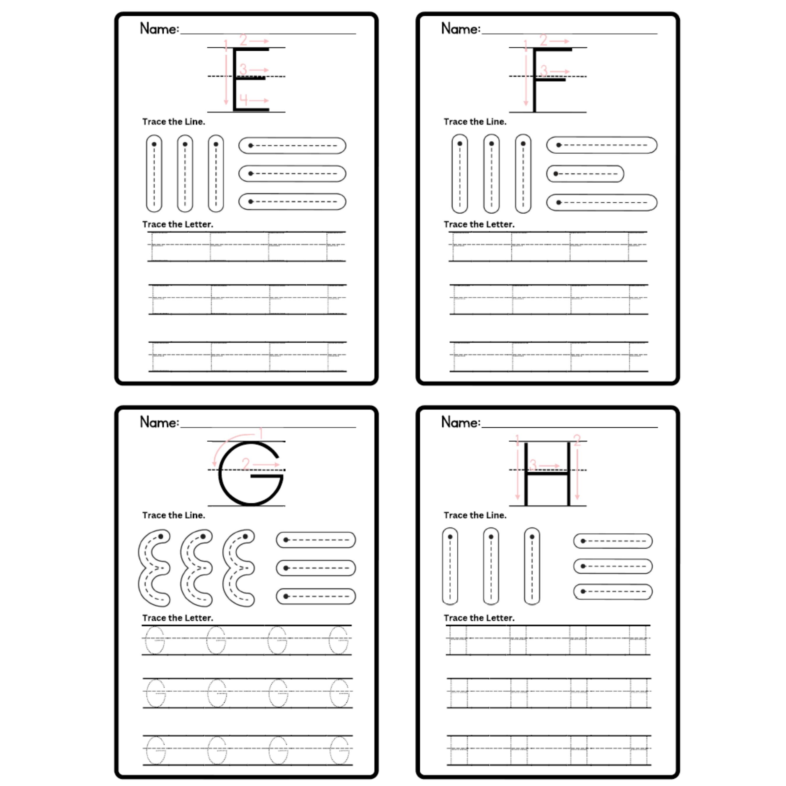 Alphabet Tracing Workbook Printable Letter Formation Practice Fine ...