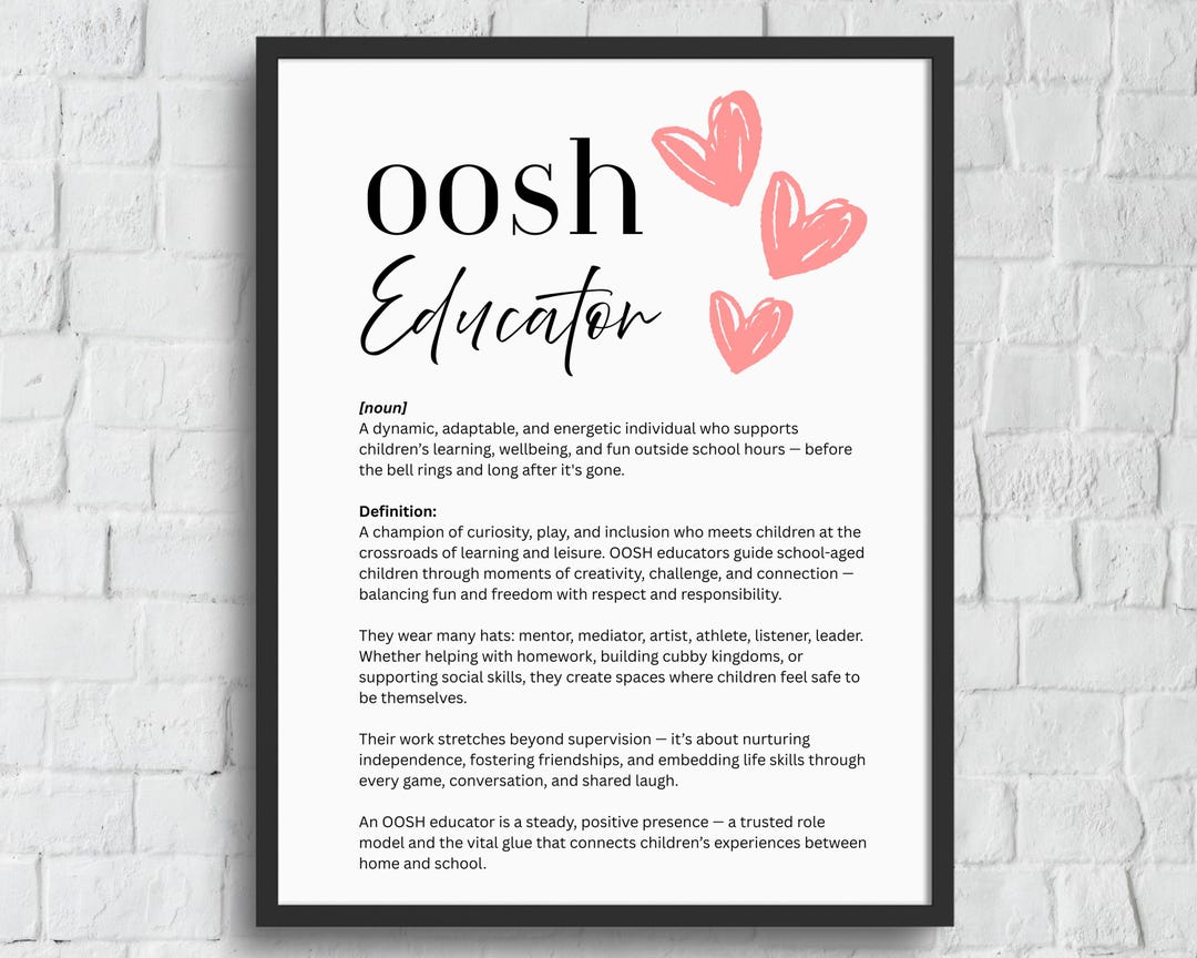 OOSH Educator Definition Print - Staff Appreciation Gift (digital ...