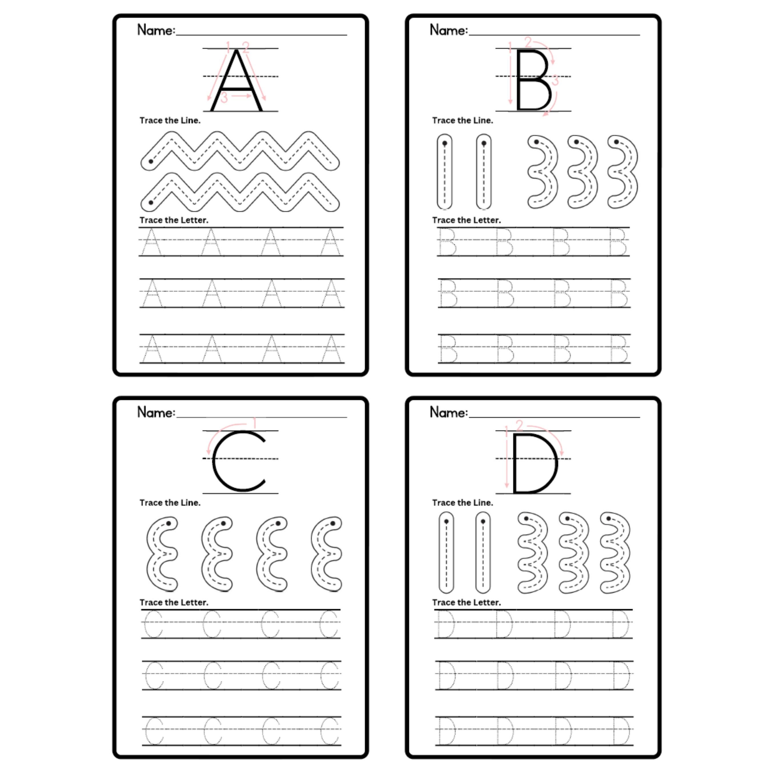 Alphabet Tracing Workbook Printable Letter Formation Practice Fine ...