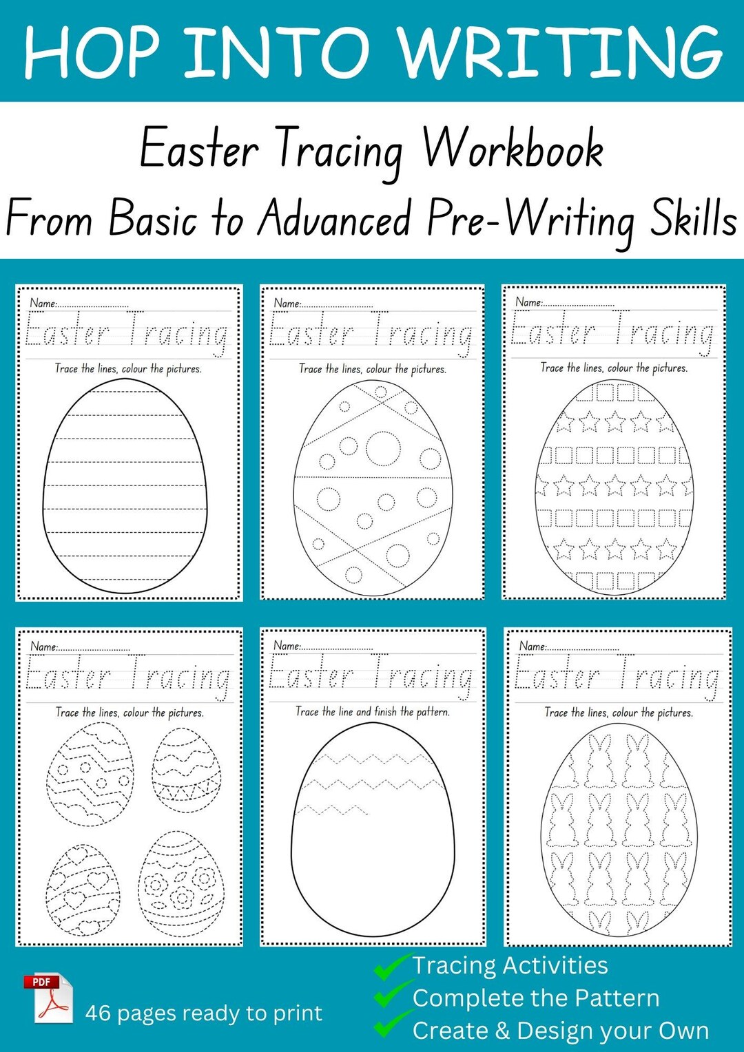 Easter Tracing Workbook, Pre-writing Skills & Fine Motor Development ...
