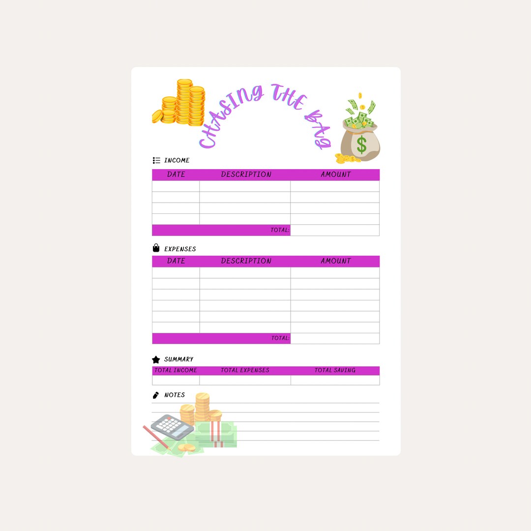 Chasing the Bag Budget Planner - Etsy