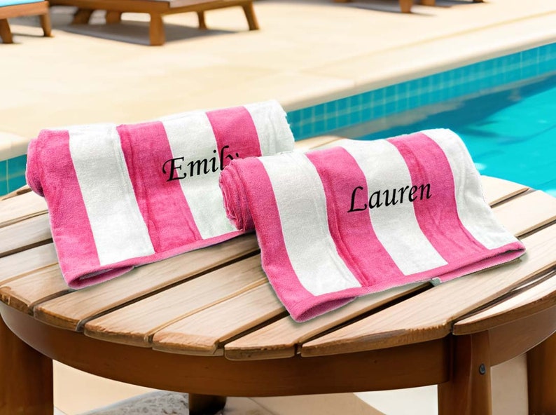 Personalized Striped Beach Cabana Towel, Custom Embroidered Monogram - Etsy