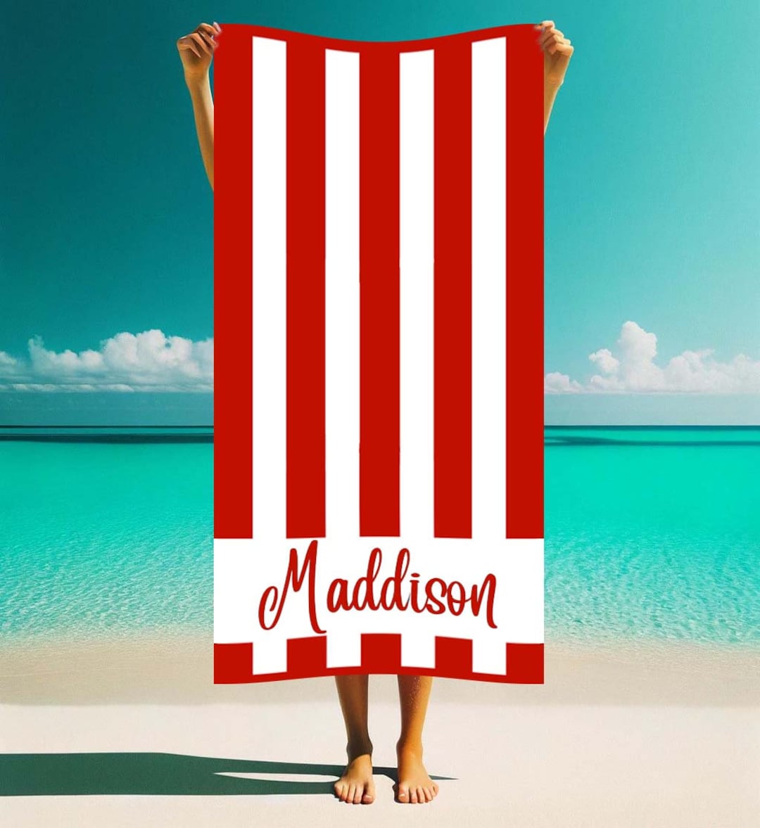 Striped Custom Beach Towels 30x60 Size Colored Stripes Print Beach ...