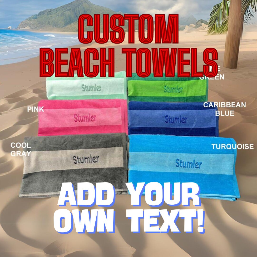 Personalized Cabana Beach Towel: Two-tone Embroidered Cotton - Etsy