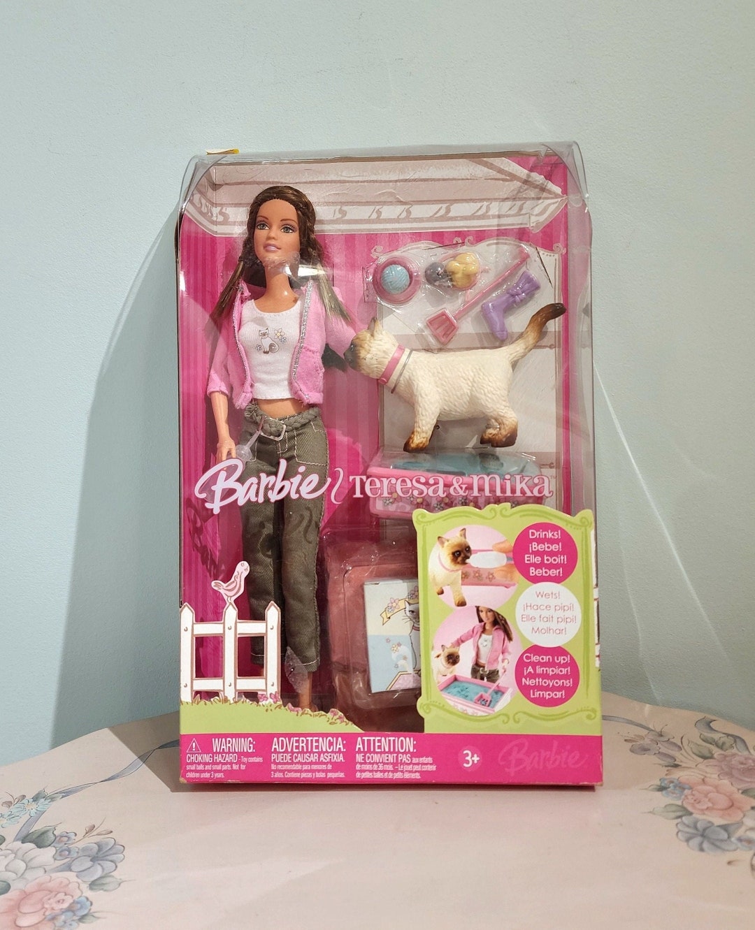 BARBIE TERESA & MIKA Wets in Litter Box, Kitty Cat, Barbie Doll, Cat ...