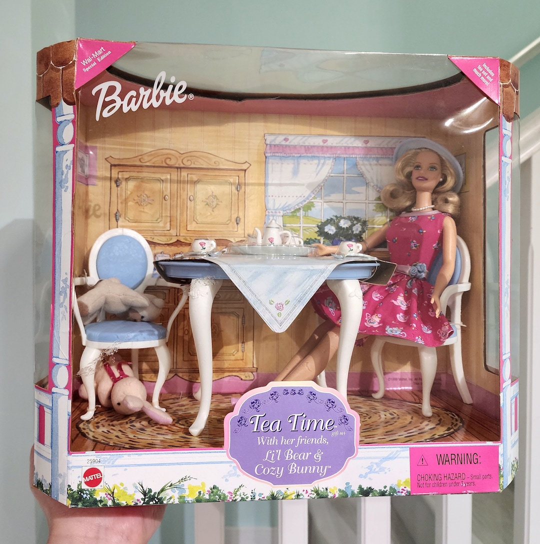 SUPER CUTE Barbie Tea Time With Li'l Bear & Cozy Bunny, 1999 Y, Barbie ...