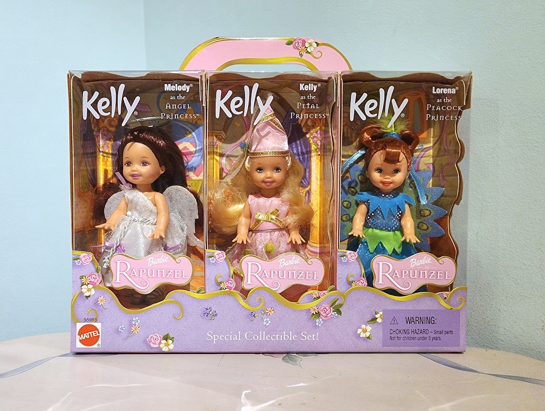 SET Barbie Rapunzel Kelly, Melody, Lorena 2001 Y., Barbie Rapunzel ...