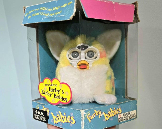 NOT TESTED Furby Babies Yellow Confetty 70-940 Blue Mane Gray Eyes ...