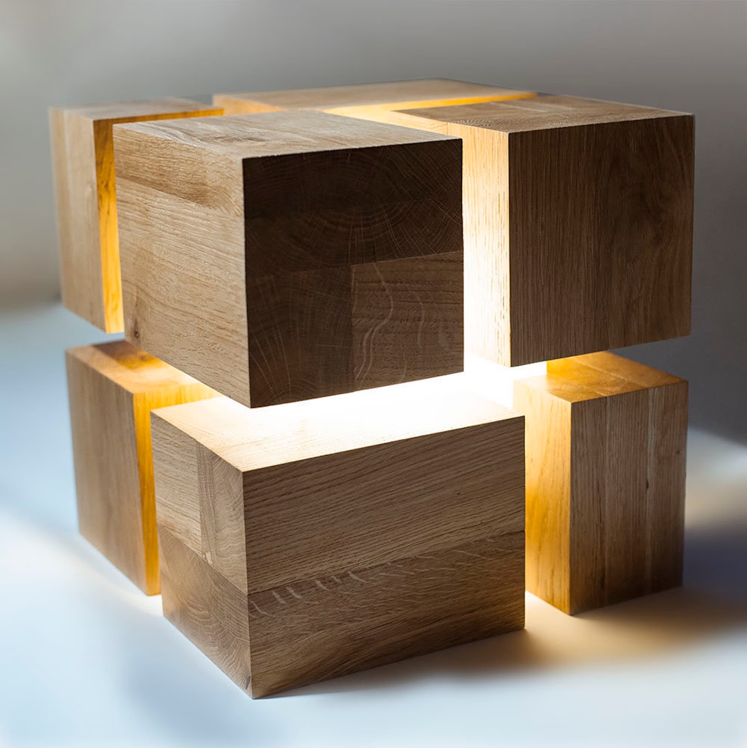 The Construction of Light, Lamp Wooden, Cube, Modern, Handmade, Oak ...