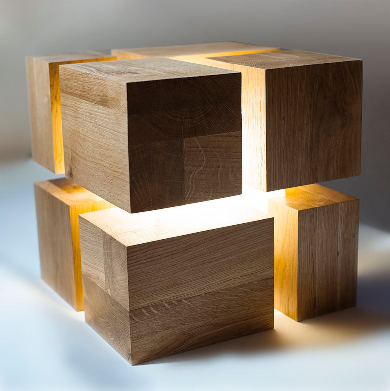The Construction of Light, Lamp Wooden, Cube, Modern, Handmade, Oak ...