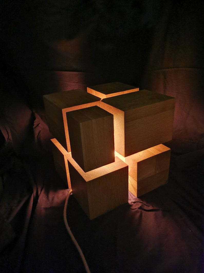 The Construction of Light, Lamp Wooden, Cube, Modern, Handmade, Oak ...