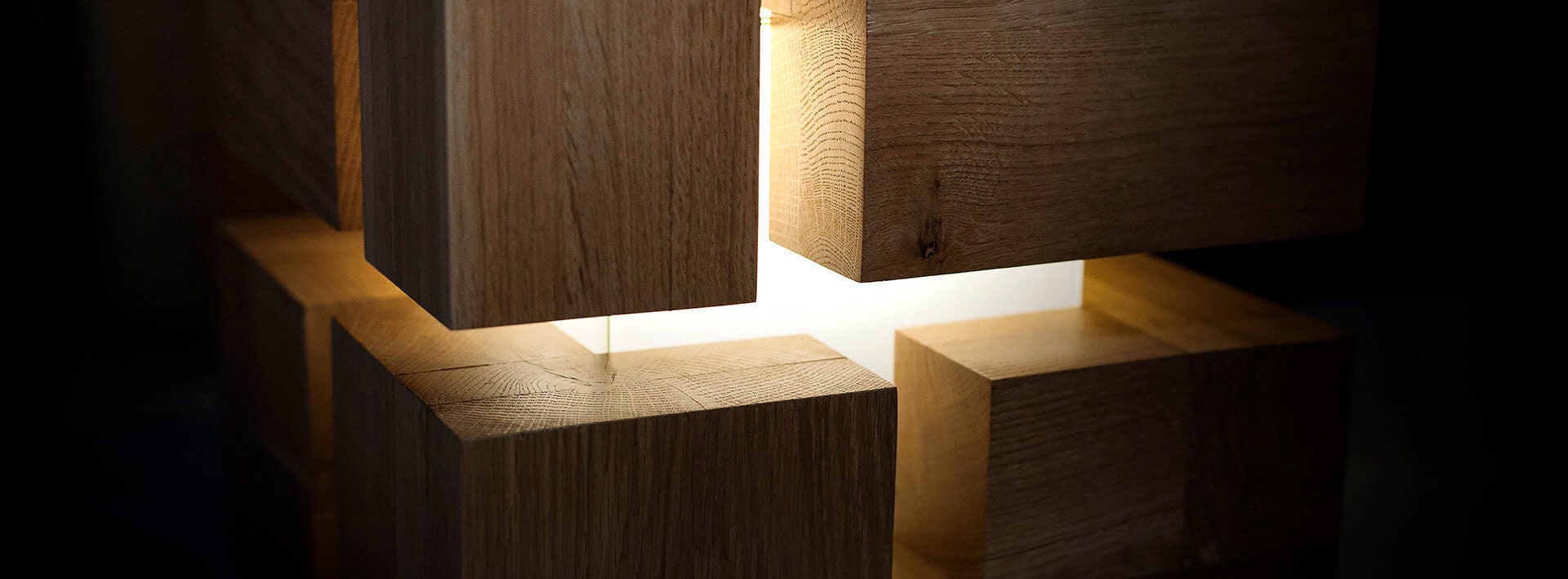 The Construction of Light, Lamp Wooden, Cube, Modern, Handmade, Oak ...