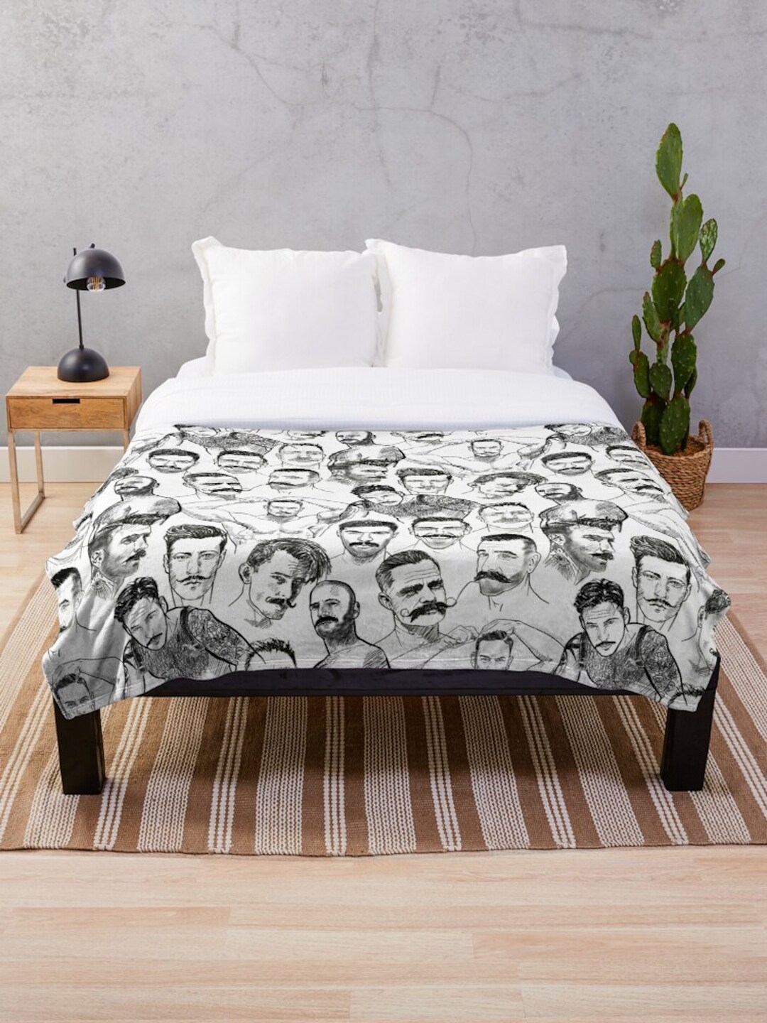 Bed and Bath, MUSTACHIO Gay Graphic Throw Blankets - Etsy