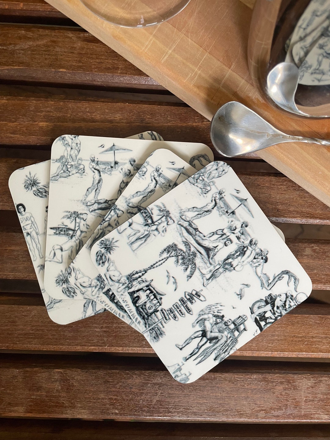 Coasters, GAY SUMMER Set of 4 Gay Graphic Coasters, Stylish LGBT ...