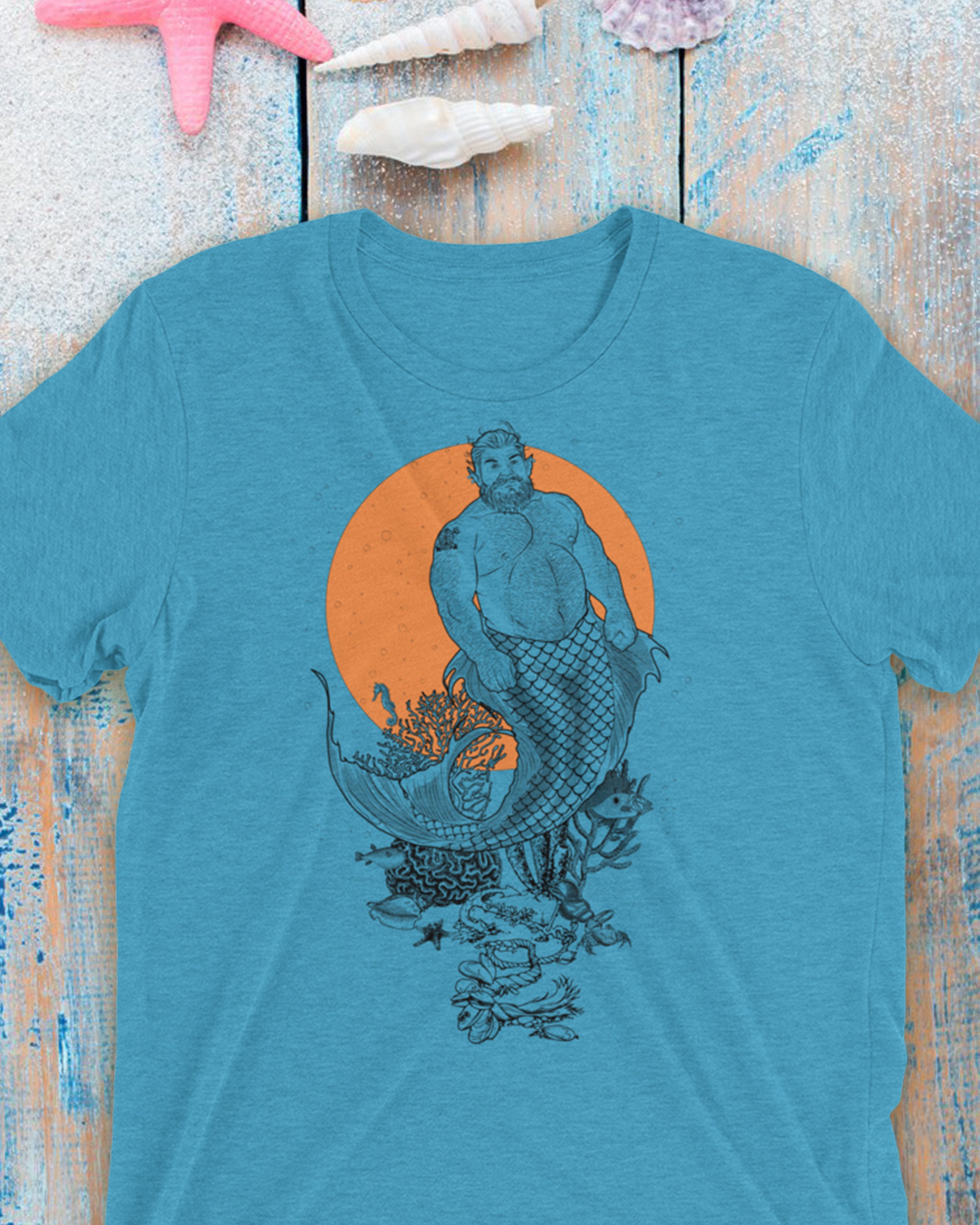 Under The Sea---HUNKY MERMAN Gay Graphic T-shirt