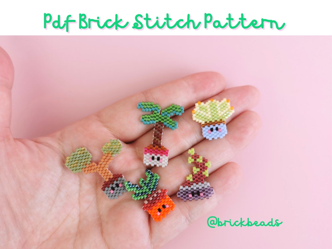 Plant in a Pot Brick Stitch Pattern for Miyuki Delica Bead, Beading ...