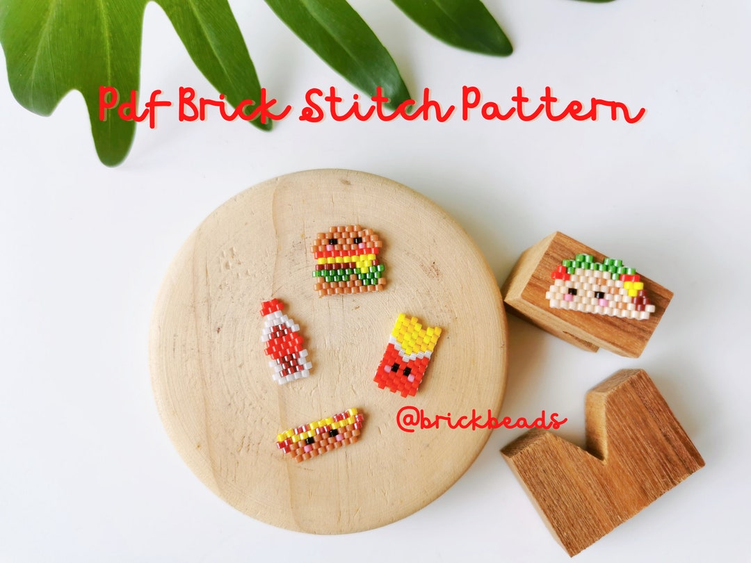 Burger / Taco / French Fries / Hotdog Bun / Soda Brick Stitch Pattern ...