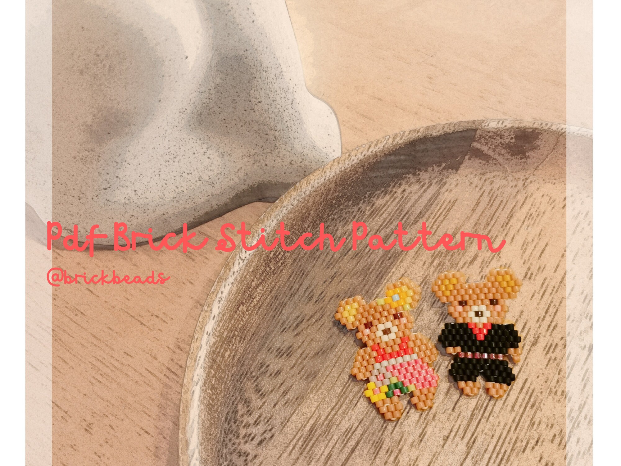 Dating Couple_bear_lover Series_brick Stitch Pattern for Miyuki Delica ...