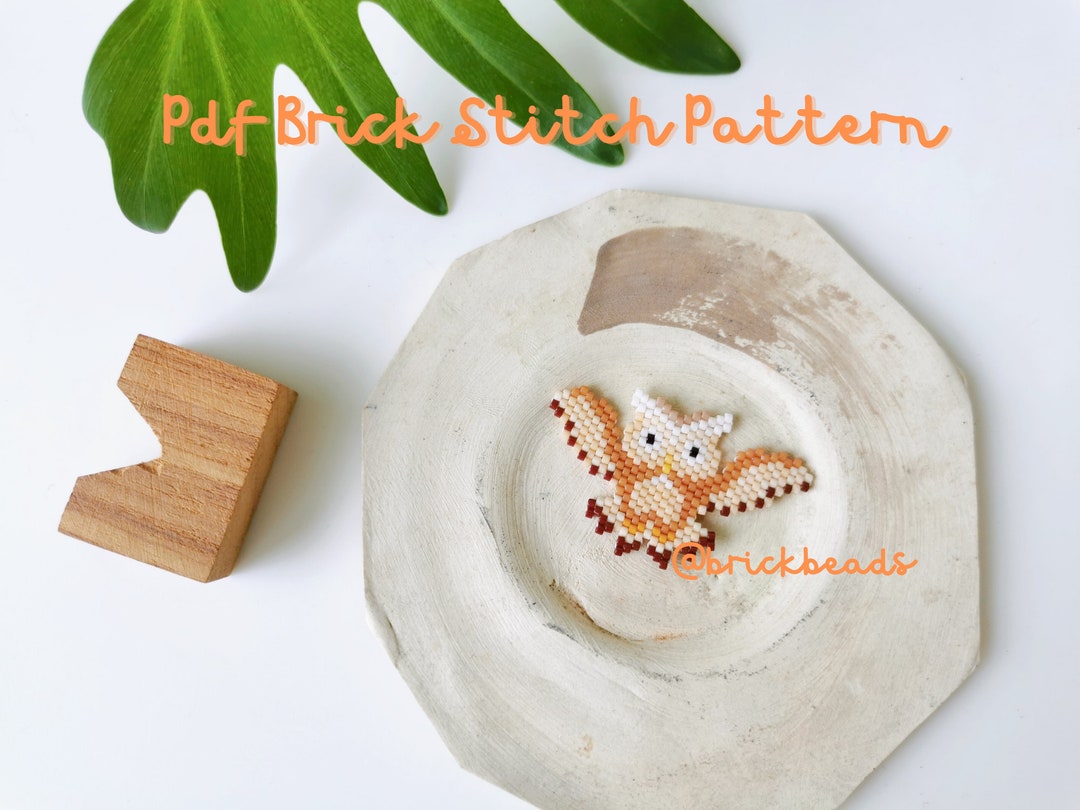Tawny Own Flying_barn Owl Brick Stitch Pattern for Miyuki Delica Bead ...