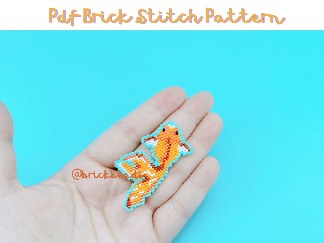 Gold Fish Brick Stitch Pattern for Miyuki Delica, Beading Pattern, Bead ...