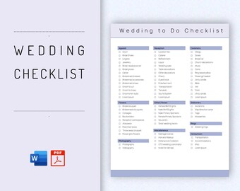 Wedding Tasks List - Etsy