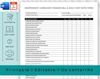 Caregiver Daily Note - Etsy