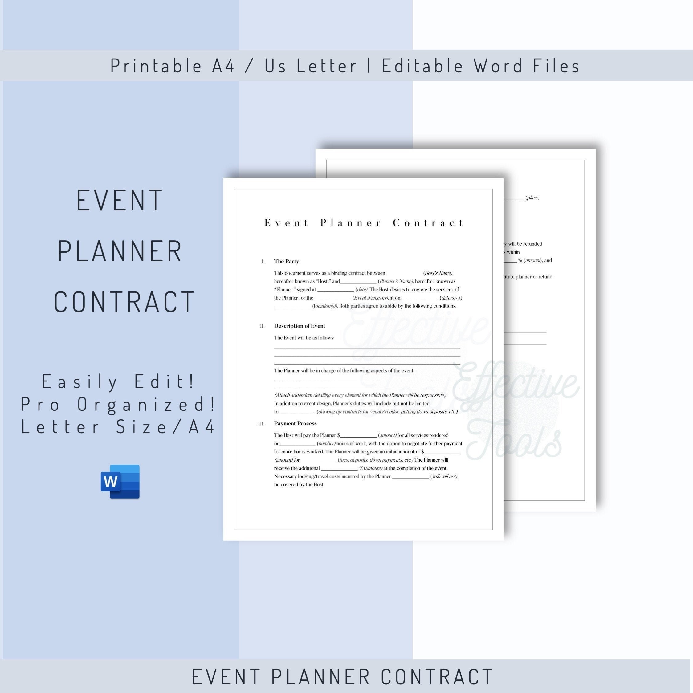 Art And Collectibles Editable Event Planning Agreement Contract For
