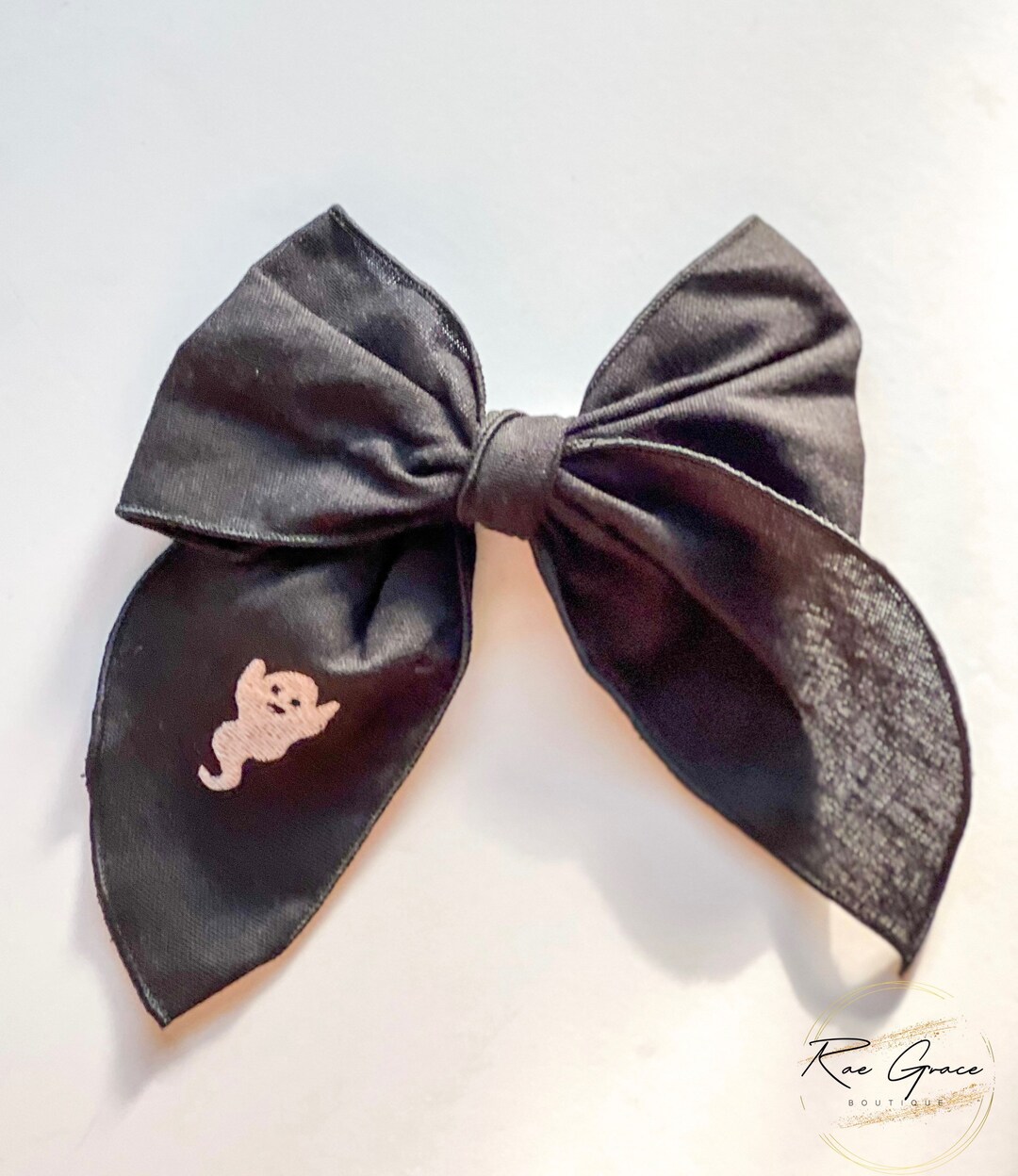 Ghost Linen Hair Bow / Black Linen Hair Bow / Halloween Hair Bow / Glow ...