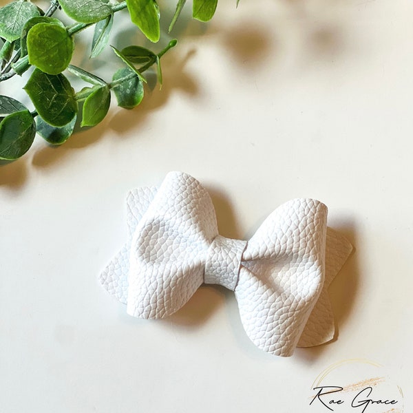 White Hair Bows - Etsy