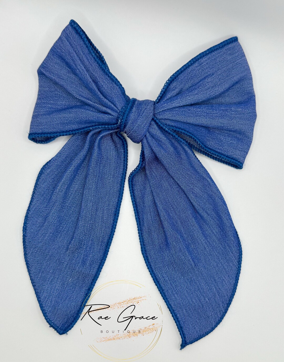 Denim Hair Bow - Etsy