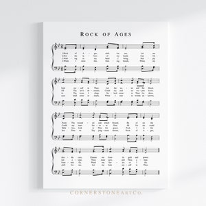 Rock of Ages Hymn Print / Hymn Wall Art / Hymn Sheet Music / Hymn Wall ...