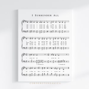 I Surrender All Hymn Print / Hymn Sheet Music / Hymn Prints / Hymn Wall ...
