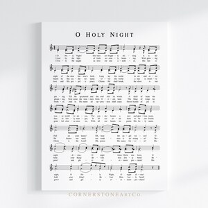 O Holy Night Hymn Print / Christmas Wall Art Printable / Christmas Wall ...